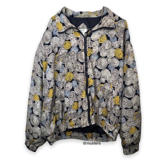Vintage | Jackets & Coats | Vintage 8s 00 Silk Bogari Coin Money Print ...
